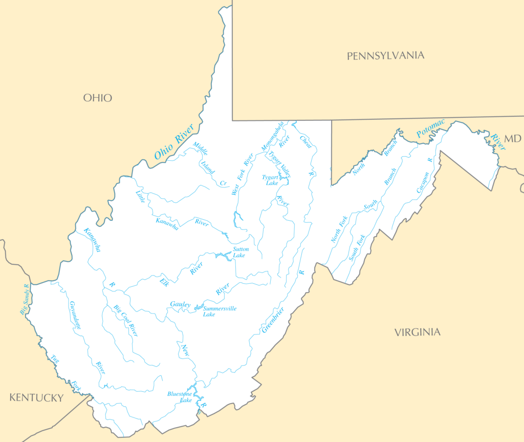 Map Of West Virginia Rivers | Virginia Map