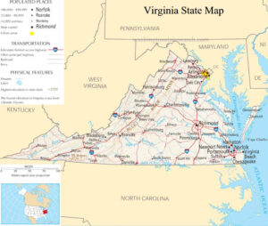 Virginia State Map A Large Detailed Map Of Virginia State USA ...