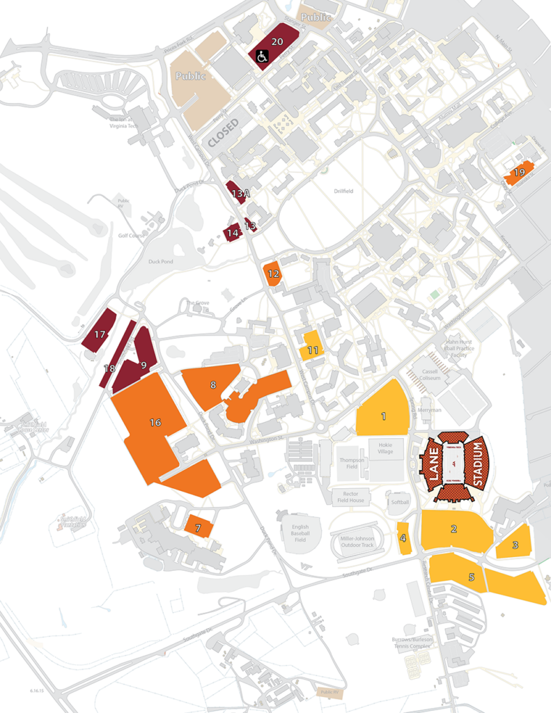 Virginia Tech Football Parking Map South Lomei Labyrinth Map | Virginia Map